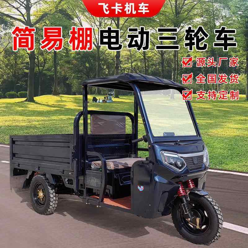 电动三轮车简易棚半封闭拉货车家用农用载重载货出口大功率三蹦子