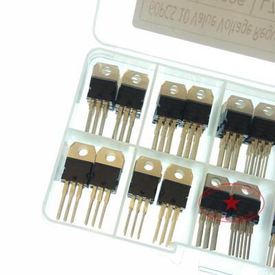 常用三极管样品盒 直插L7805cv m317t 三端稳压器可调电源 60pcs
