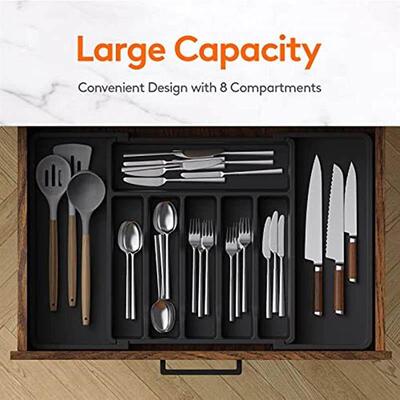 Silverware Drawer Organizer, Expandable Utensil Tray