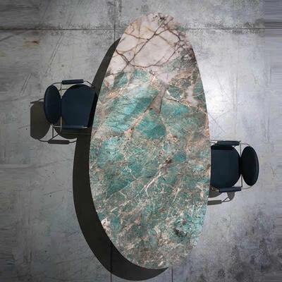 baxter奢石餐桌意式轻奢椭圆形别墅豪宅绿大理石餐桌椅家用