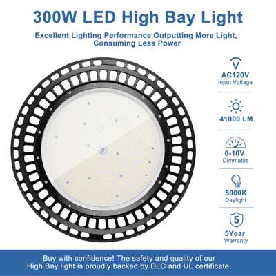 UL DLC认证LED工矿灯300W车间仓库防水高棚UFO飞碟灯