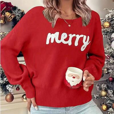 Knitted sweater women's round neck long sleeved pullover