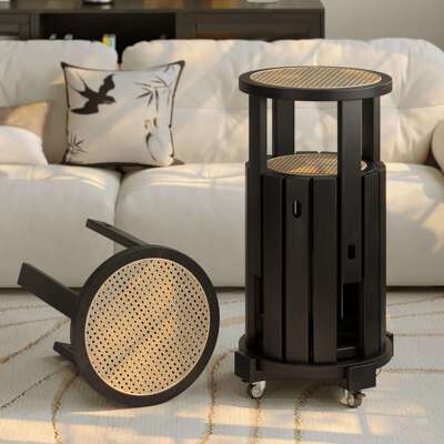 实木凳子家用客人备用叠叠乐可叠放圆凳可收纳板凳四合一藤编凳子