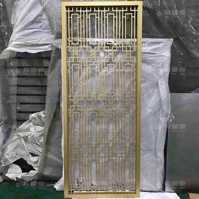 中IGE式断不锈钢屏风隔酒店客厅入户门玄关玫金瑰属镂空铝雕板新