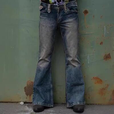 Ripped jeans men's elastic flared men's jeans