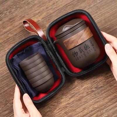 CLASKA DO户外可携式旅行茶具套组紫砂一壶六杯泡茶壶车载随身包