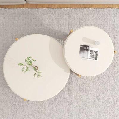 客厅边极简约角几实桌VNB子家用小奶油宅寂风户型日式木圆形茶几