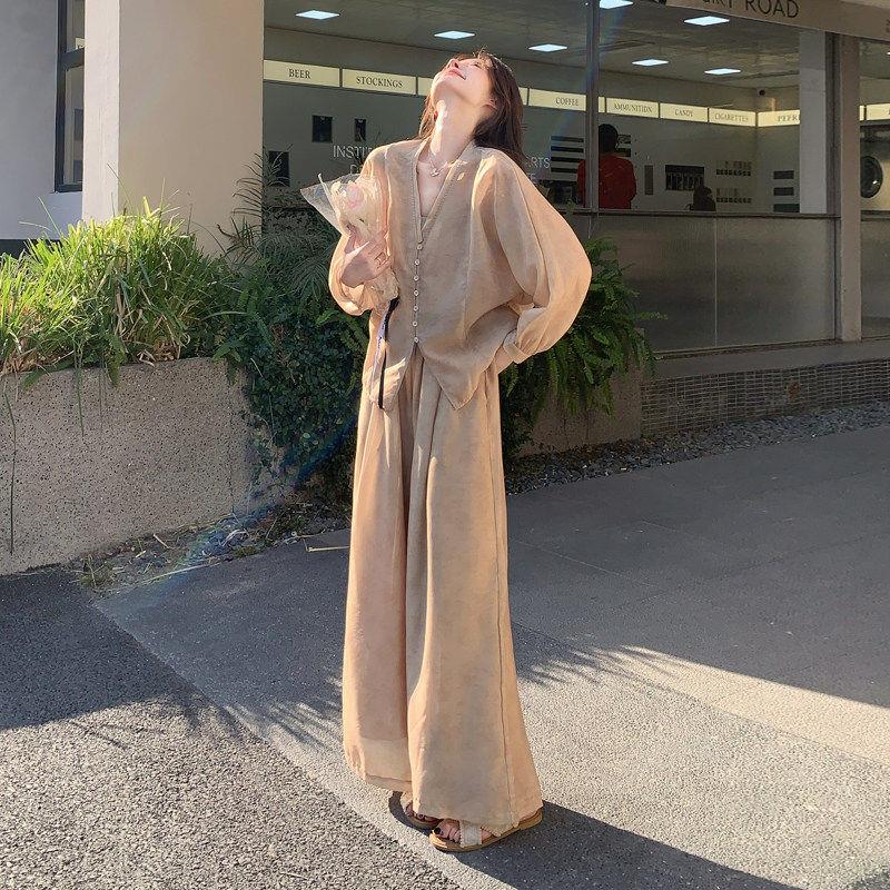 LILY MOST夏新中式国风套装女轻薄衬衫阔腿裤清冷松弛感两件套潮