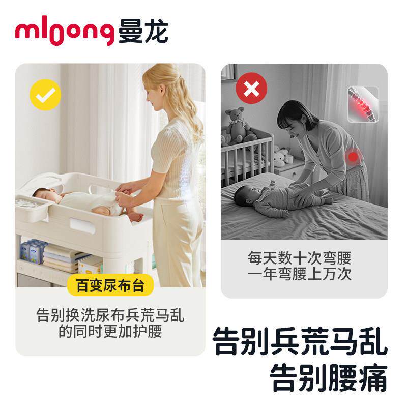曼龙宝宝尿布能台功洗多澡一体理台新生家用收纳可MLBTNBT移动护