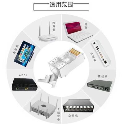 新品镀金七类屏网络水晶头cat7千兆万兆超六类镀金RJ45纯铜水晶头