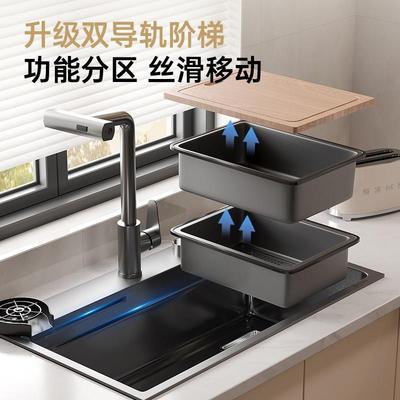 正品厨锤房34不锈0钢手工火山台纹水槽大单槽下家用洗碗池洗菜盆