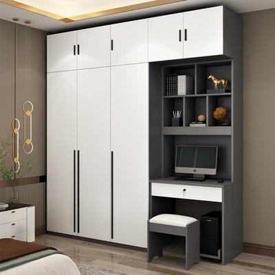 实木书桌衣柜一体组多9099层生态板童房电脑桌书柜小户型家儿用卧