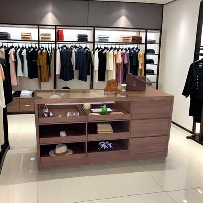 服装店中岛柜黑色覆古烤漆简易台鞋包流水展示桌女装店边柜展示柜