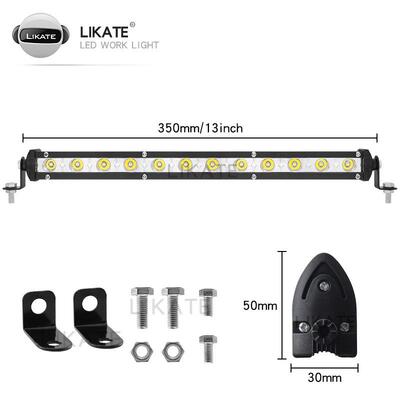 LKT新款汽车led工作灯小单排 36w12灯长条越野车顶检修射灯13inch