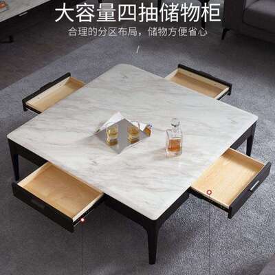 简约现代大理石茶几电视组办合设计客厅公CSF实木正方形物柜储柜