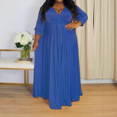 High cost performance V-neck long skirt dress