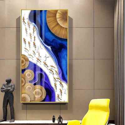 关装饰画九玄鱼图财风XG-A139水简进门壁画走廊尽头挂招画现代约