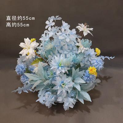 婚庆背路引GCY花堂蓝色系盆花台舞台景迎宾花艺婚礼花点宴T会厅
