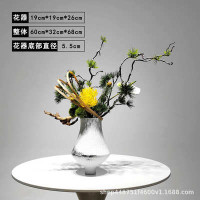 整体软干支花艺样板房酒店柳枝装中式新龙水墨工艺品摆件禅意前台