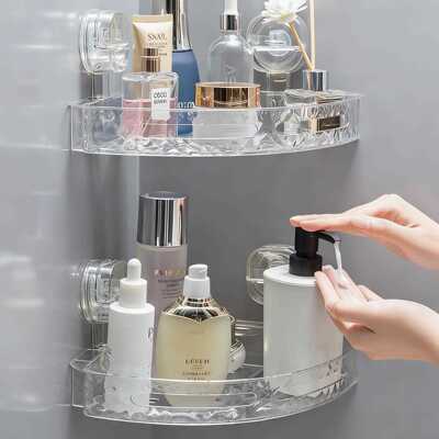Wall-mounted bathroom shelf, no drilling required, triangula