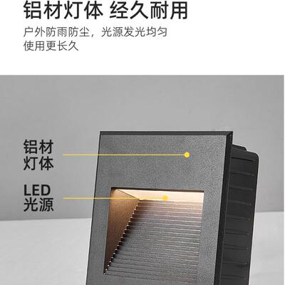 ?阶灯户外地脚灯HLS20245踏步感灯室外应夜灯墙角灯梯步嵌灯台防
