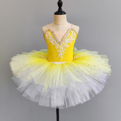 正品儿童片演出服女童幼舞台装芭蕾儿表演蓬蓬裙公亮七主彩飞飞袖