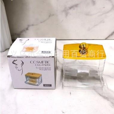 New transparent cotton swab storage box with bamboo and plas