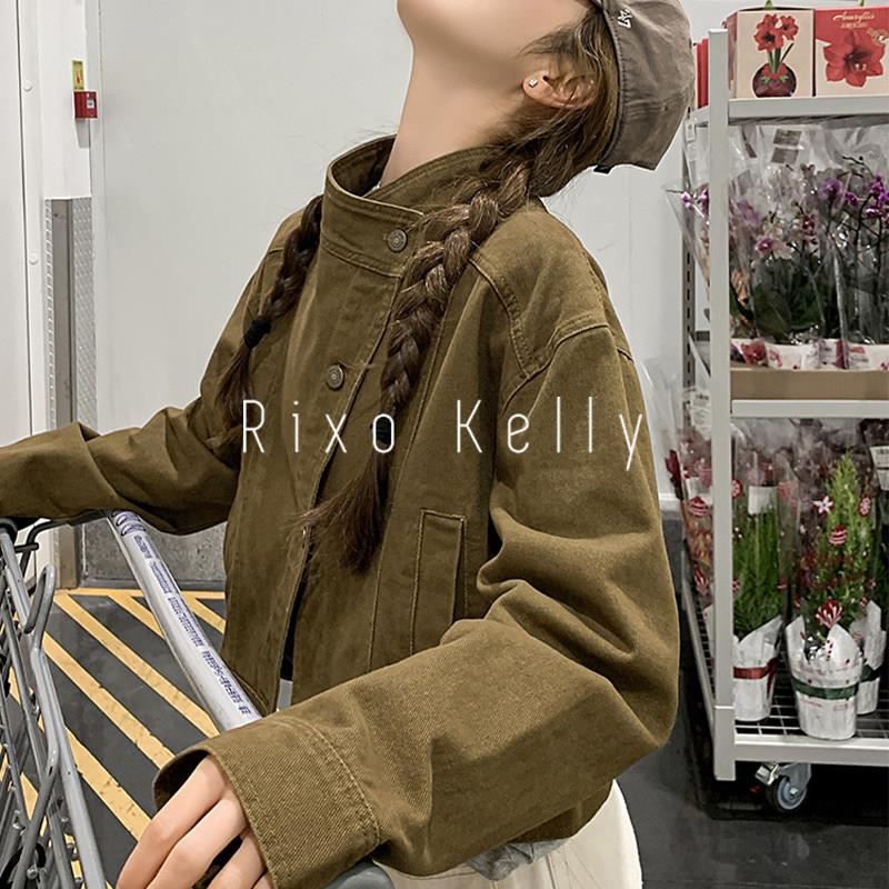 Rixo Kelly棕色短款立领工装夹克外套女春秋超火好看高级小众上衣
