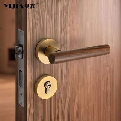 新门中式黄古铜家用58F71房锁室内复古卧磁体室门锁吸静音分房间