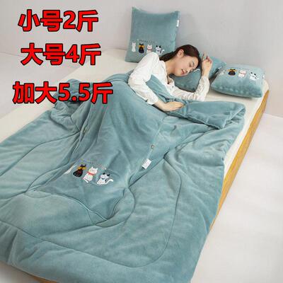 折叠加厚抱枕被子两汽用办VZK室沙发午休空枕调夏凉被公车靠垫头