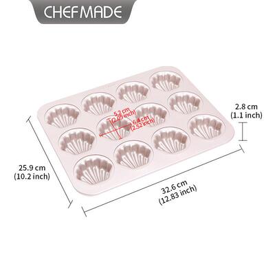 学厨金色不沾12连大玛德琳蛋糕模贝壳蛋糕模蛋糕烤盘烘焙模具跨境