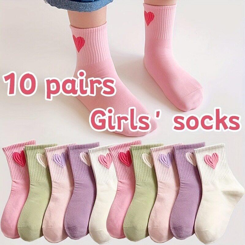 H 2378 Fresh Korean Style Heart Pattern Socks 爱心儿童袜