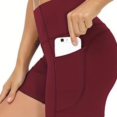 Women Color Waist Shorts Impact Abdominal Control Side