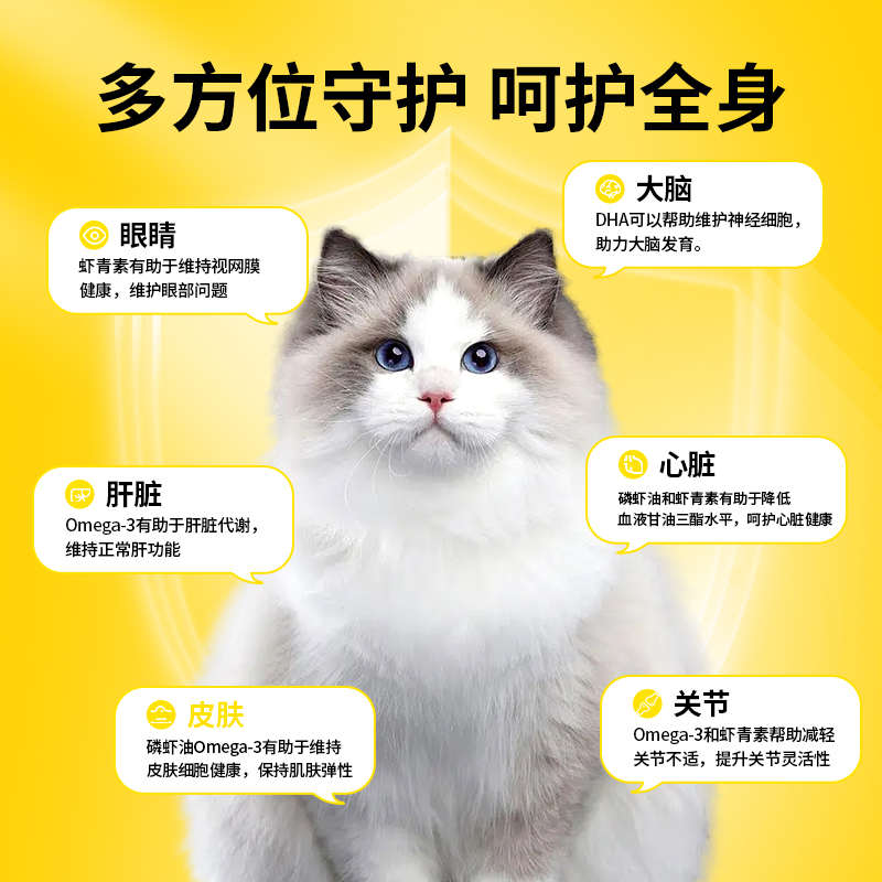Htai虎太郎南极磷虾油猫犬专用美毛亮毛卵磷脂型非鱼油深海虾油