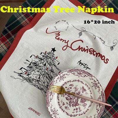 Christmas Trees Print Cloth Door Banner Hanging Napkin
