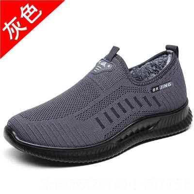 新款秋冬季老爸北京布鞋男二棉鞋加绒保暖人健步老一脚蹬中老鞋年