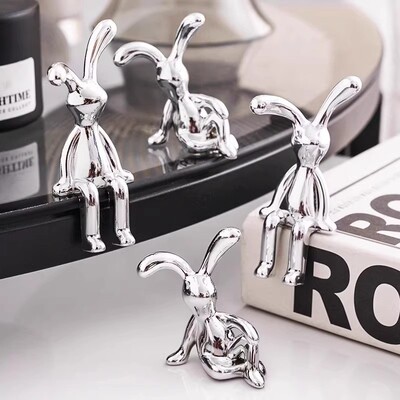 Creative Electroplated Rabbit Figurine, Luxurious Living Roo