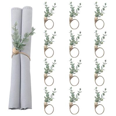 2025 Spring Rustic Green Leaf Napkin Rings Table Decor餐巾扣