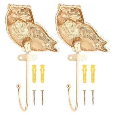 2pcs Vintage Owl Shaped Decorative Wall Hooks Rack Hangers