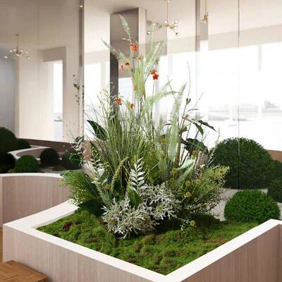 橱窗展柜小型植物造景花丛草堆店铺假绿植装饰青苔小景花堆摆件