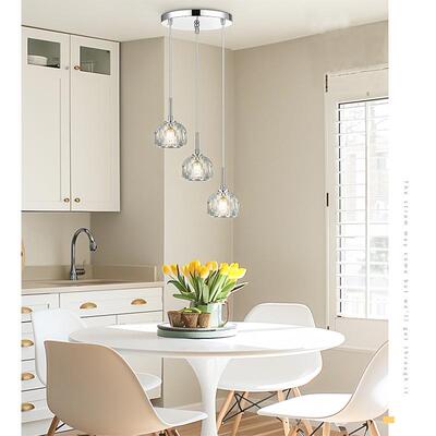 3头吊灯现代拉丝金色金属K9水晶金色吊灯适用餐厅厨房H3878-3 CH