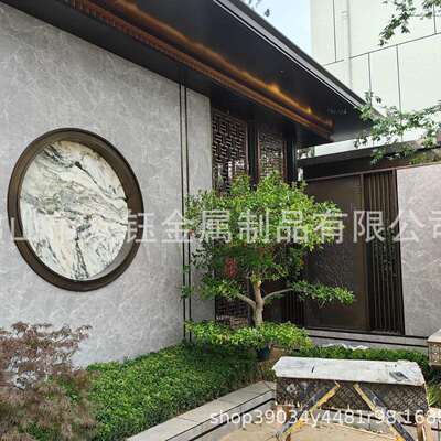 小区大门不锈钢格栅入口景墙空间装饰设计不锈钢山峦景墙