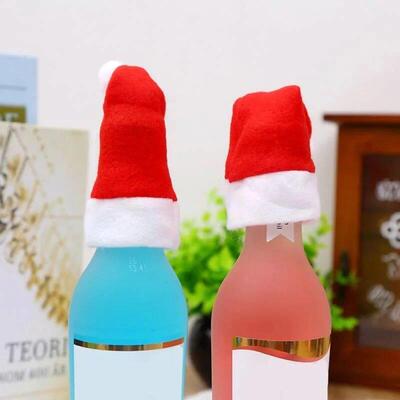 10pcs Batch Christmas Hat Mini Santa Claus Decoration Bag Lo