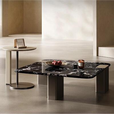 SSR01意式极简茶几方形客厅家用茶几长方形大理石不锈钢轻奢茶几