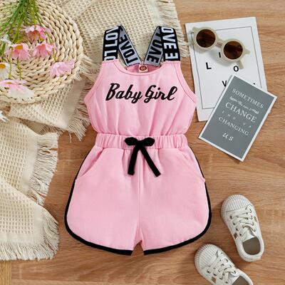Toddler Kids Baby Girls Summer Romper, Sleeveless Crew Neck