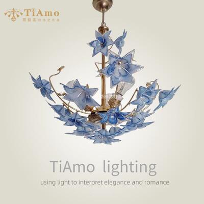 法式Murano穆拉诺吊灯中古覆古现代轻奢客厅饭厅卧室花卉玻璃吊灯