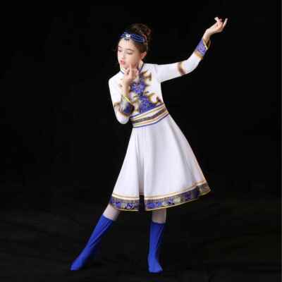 正品童蒙族舞演出服蒙古服演出服数民族蹈服装儿童女民少族服装表