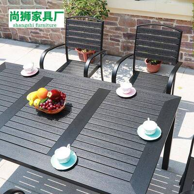户外桌休闲餐tb-60527厅商业街庭院桌椅塑桌合金防腐晒金椅属木桌