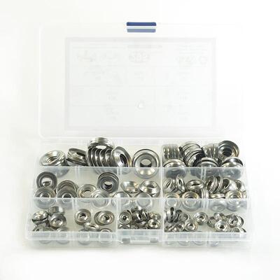 295pcs不锈钢304凹凸垫圈 鱼眼垫圈4#6#8#10#12#14#16#套装