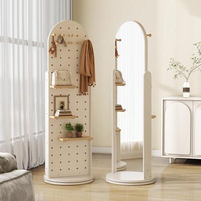 全身镜洞洞可旋板转BNB穿衣镜家用衣帽架镜子置试物架落衣地镜女